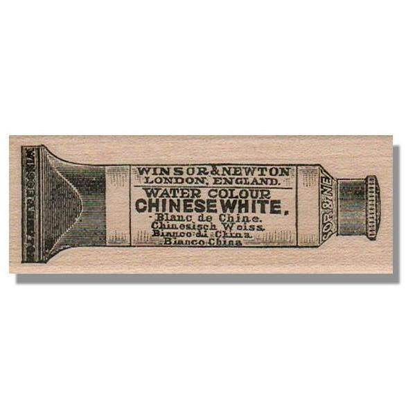 Vintage Chinese White Paint Tube Rubber Stamp