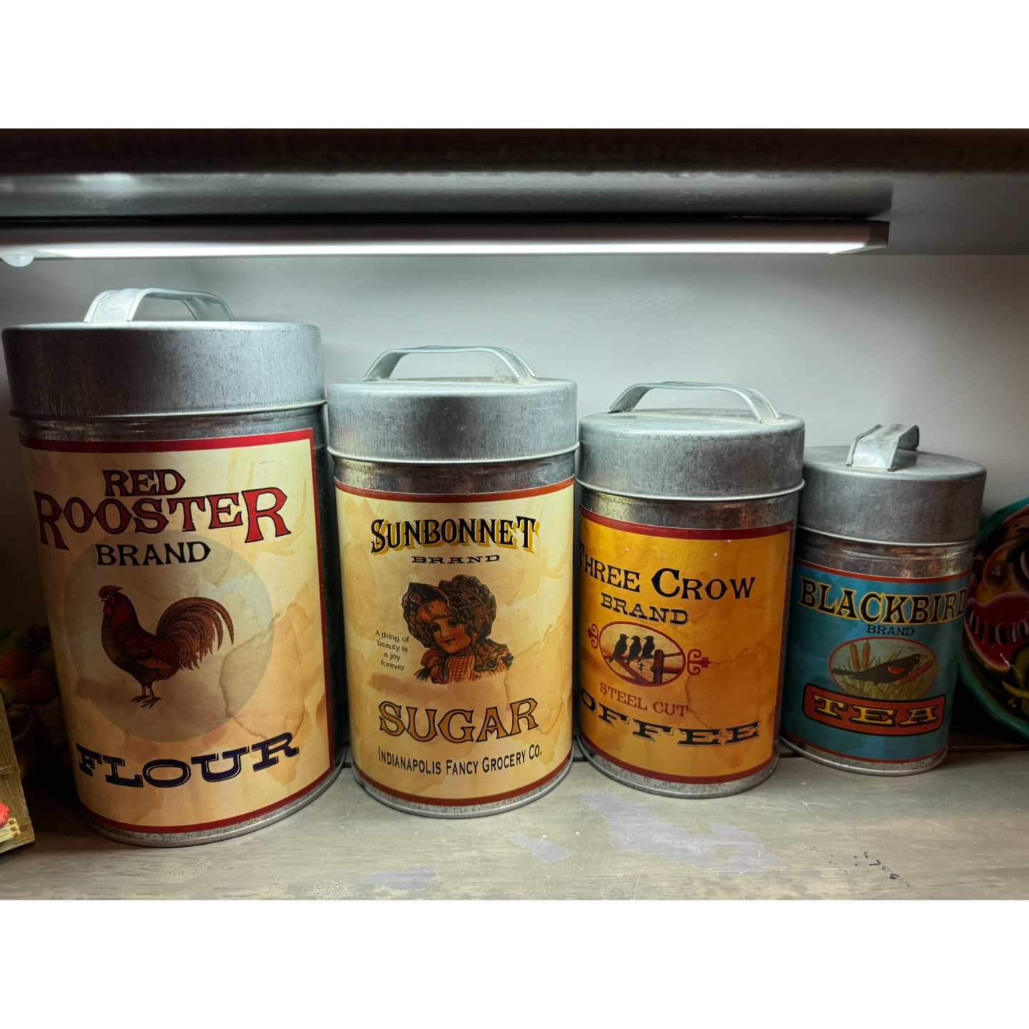 Reproduction Tin Kitchen Canisters