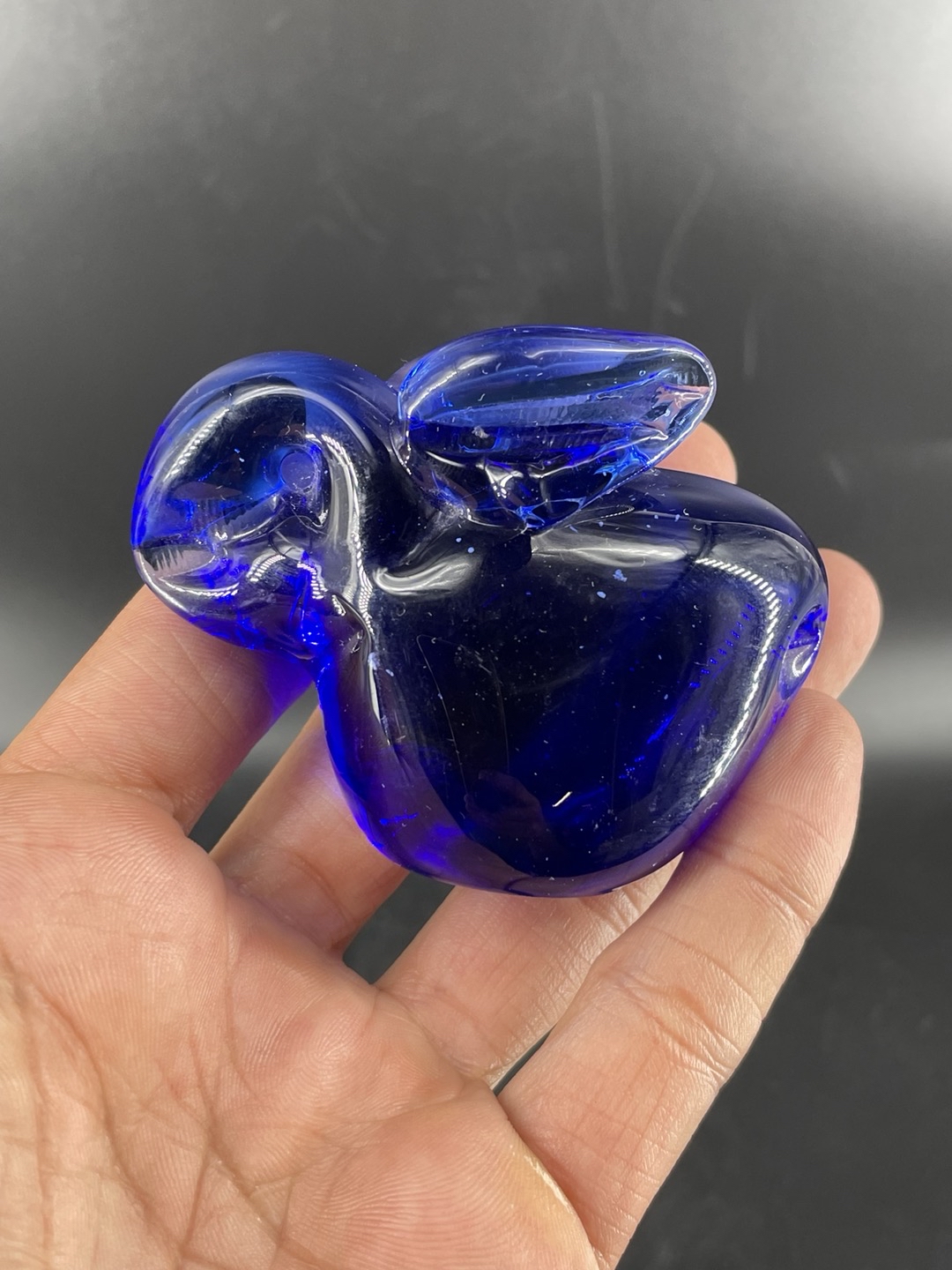 Cobalt Blue Glass Bunny Paperweight