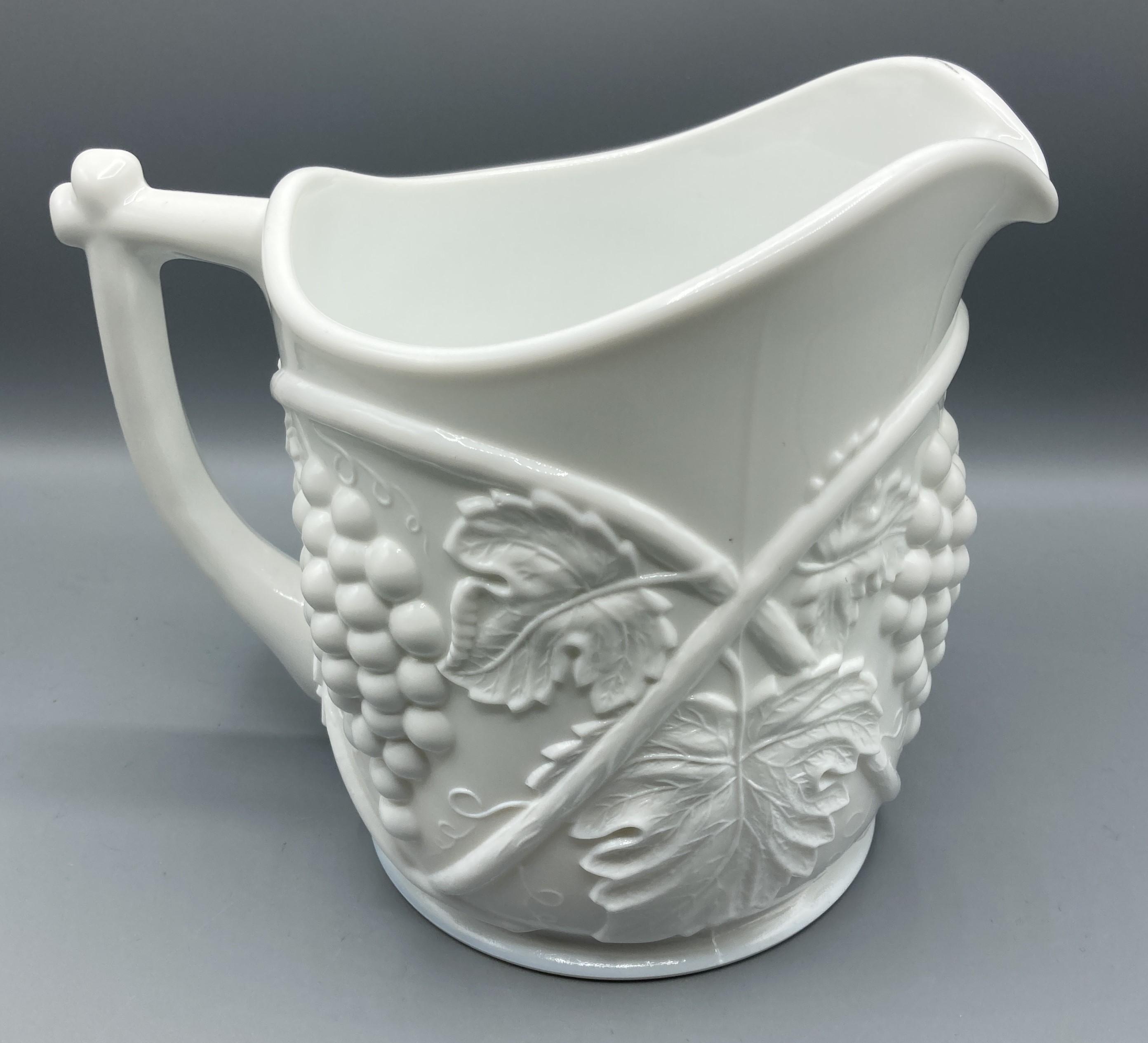 Duncan & Miller Milk Glass Pitcher Grapes - Vintage