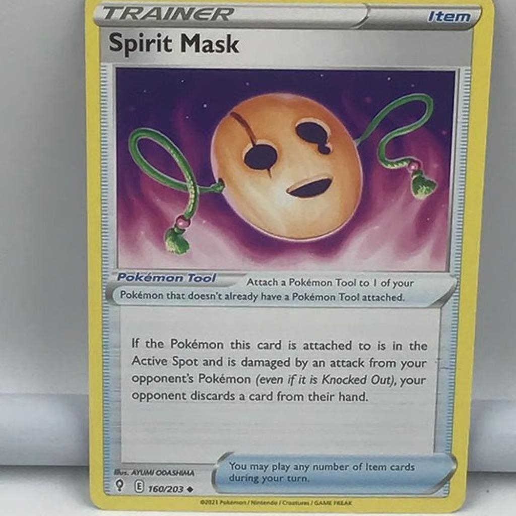 Pokemon Trading Card Trainer Spirit Mask Item 160/203