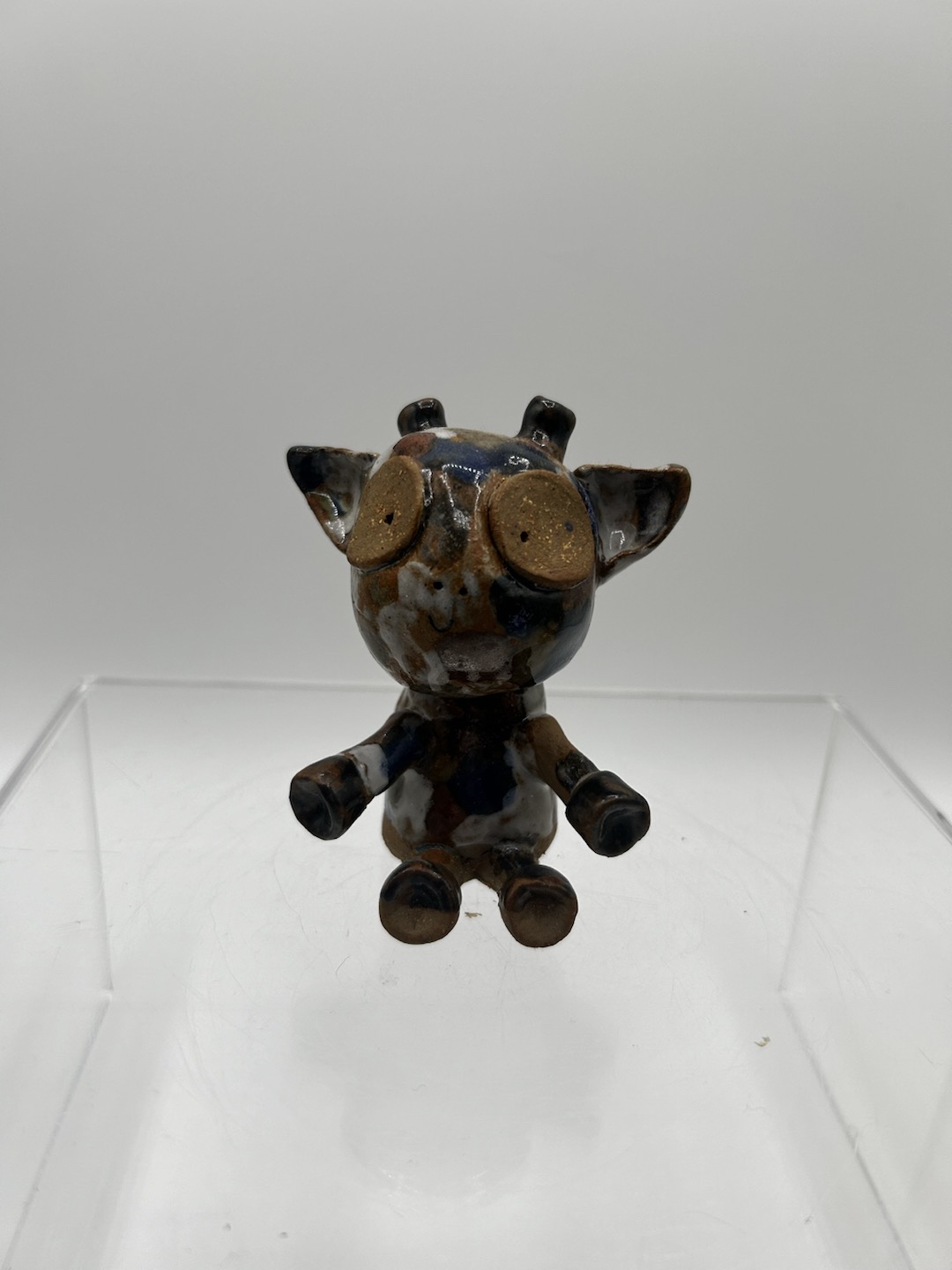 1. Grandma-Giraffe Pottery Patchwork Figure 3.5 Inches