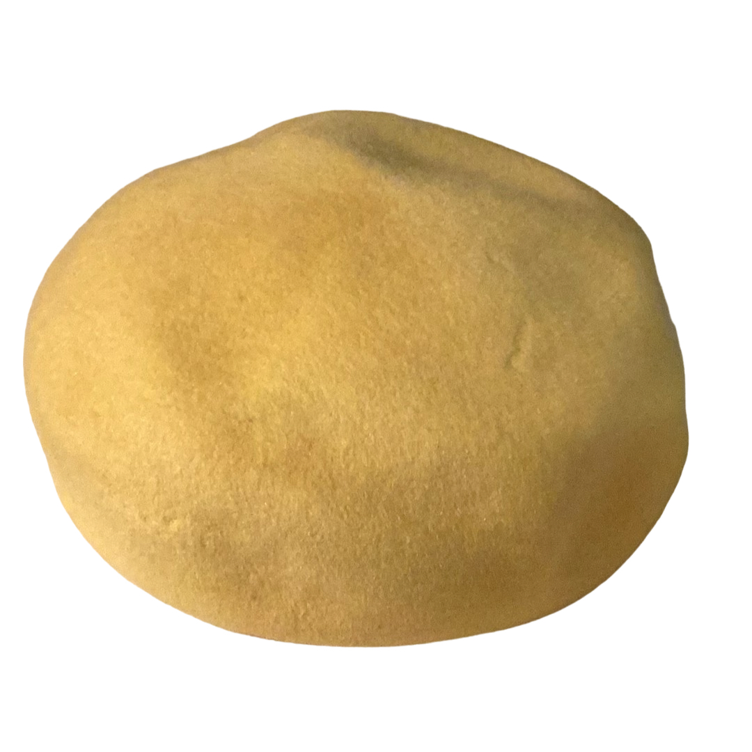 Vintage “Doeskin” Wool Felt Beret Yellow 100% Wool Made In USA 7” Dia.