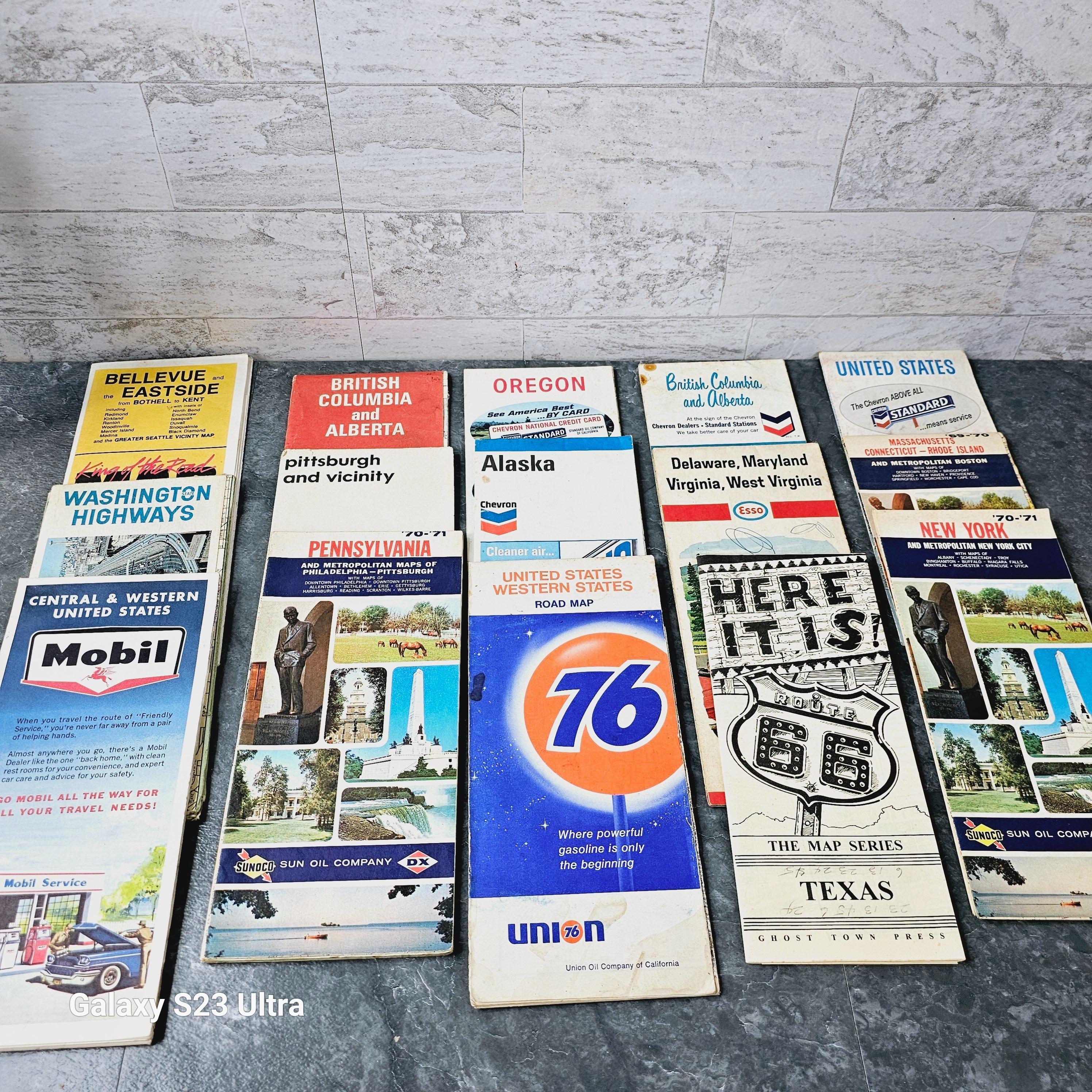 Vintage 1960's/70's/80's Folded Paper Travel Map Lot of 15