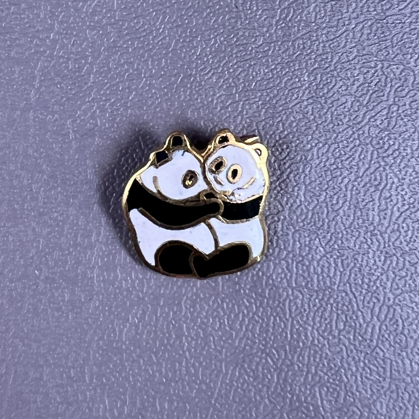 Vintage Hugging Panda Bears Enamel 1/2" Lapel Pin Black White Pandas ...