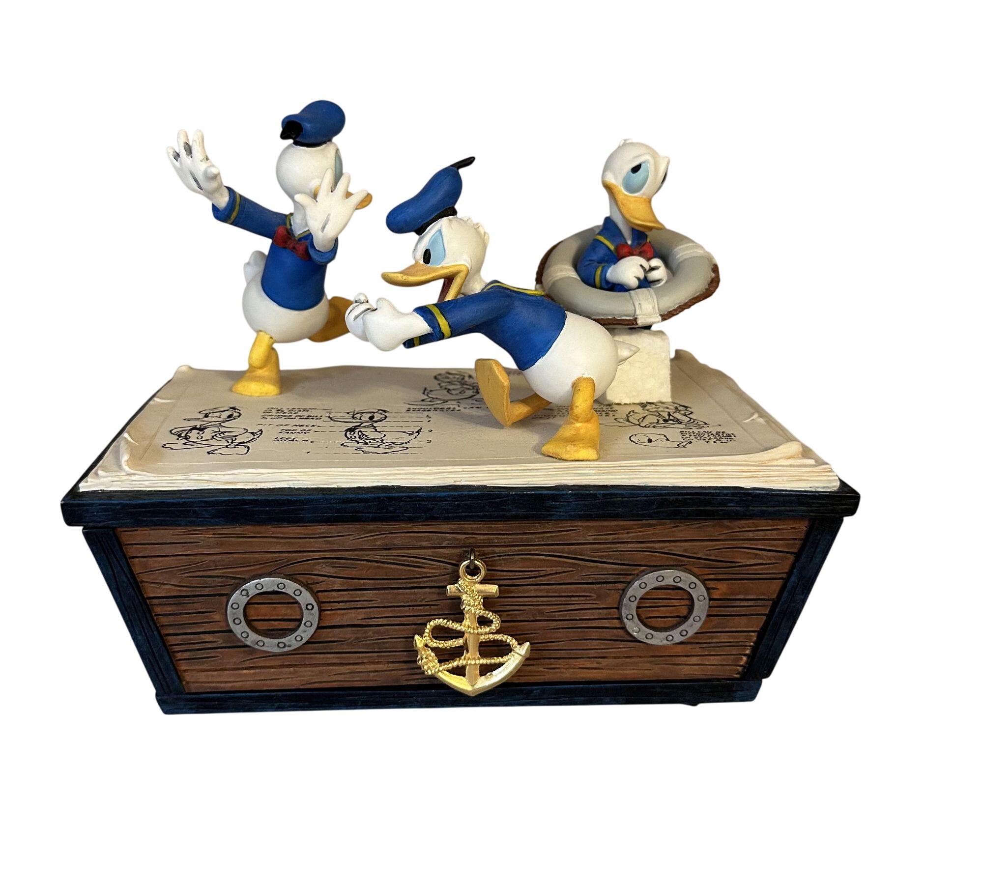 Vtg Walt Disney's Donald Duck Blue Sailor Figure Model Sheet Trinket Box