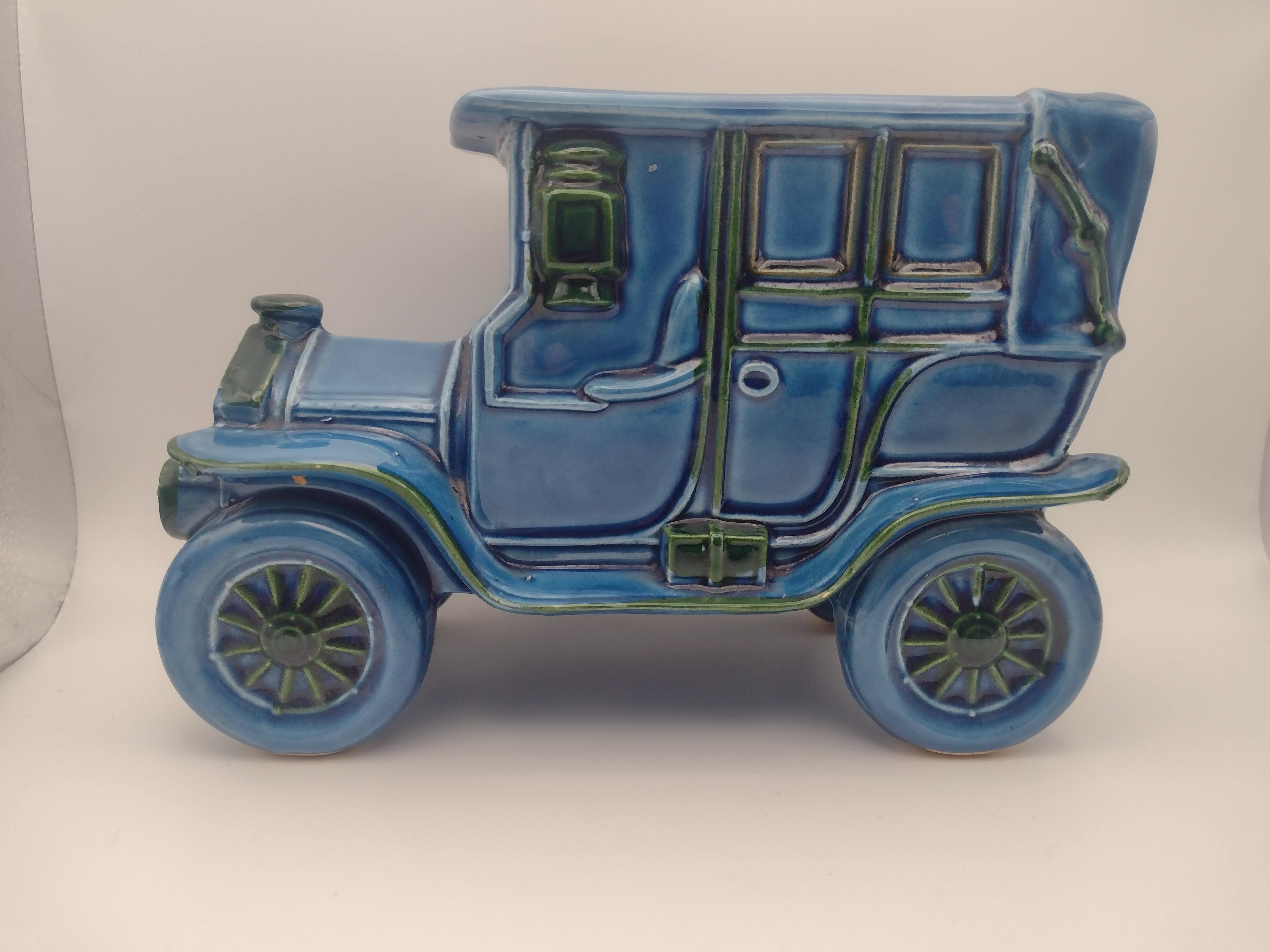Vintage Relpo Blue Ceramic Model T Car Planter