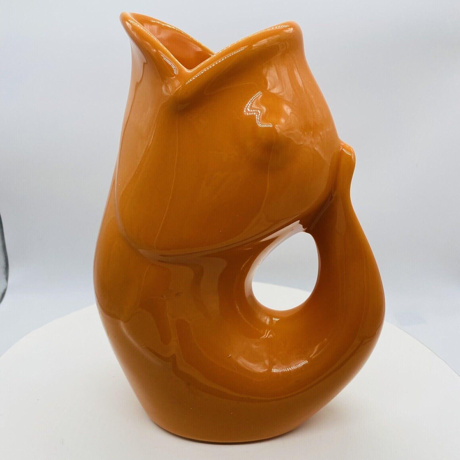 Gurgle Pot Fish Jug Pitcher 9.5 inch 2006 Seattle Orange Colour USA