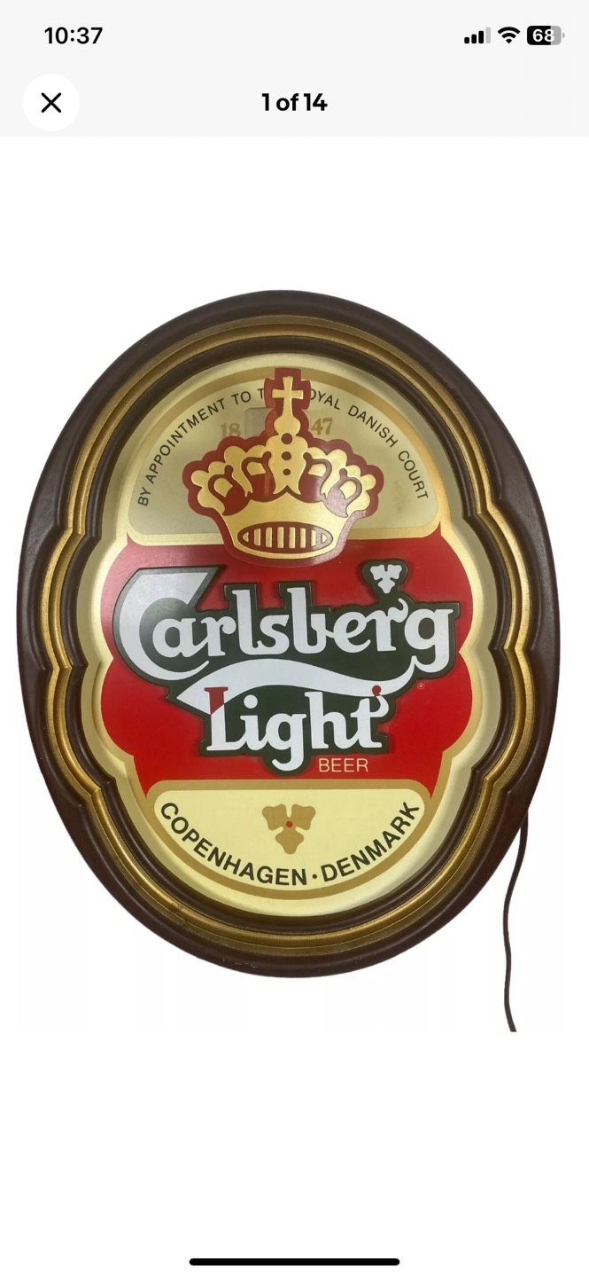 Carlsberg Imported Danish Light Beer Light-up Sign Copenhagen Denmark ...