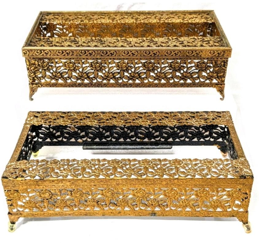 2 Vintage Brass Tissue Box Covers