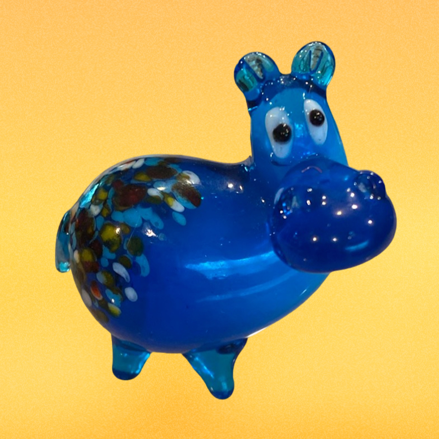 Pier 1 Imports Hugo the Hippo Cobalt Blue Art Derpy Figurine 🦛