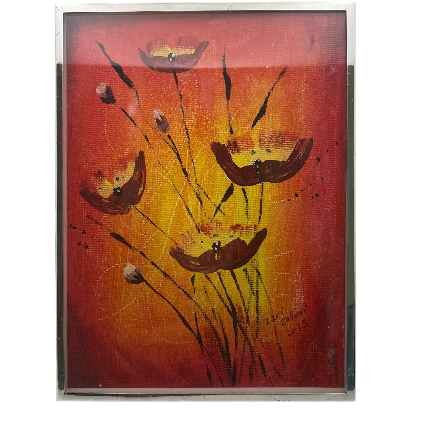 Canvas Art Painting Poppies Signed Zari Zafari 2015