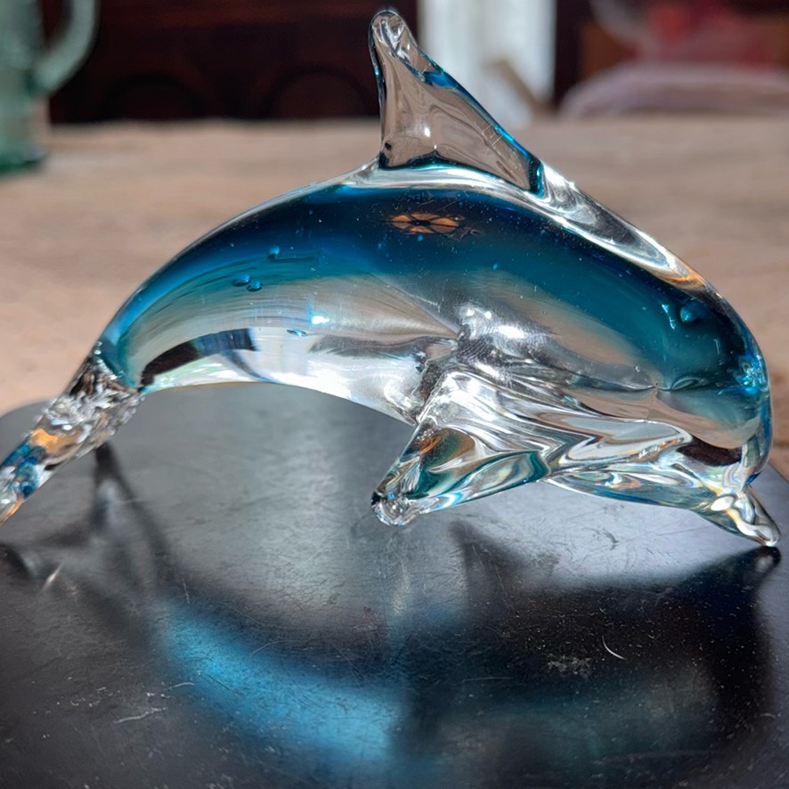 Light Blue Art Glass Dolphin