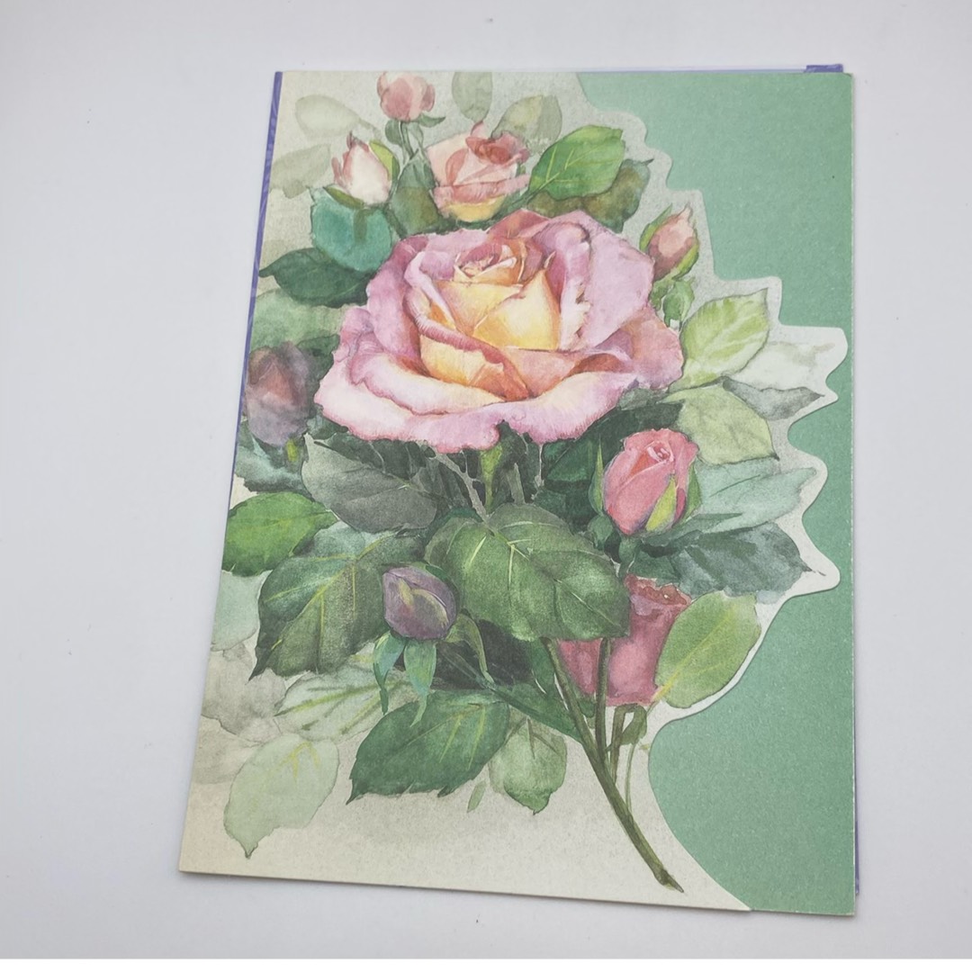 Beautiful Rose Happy Anniversary Card With Envelope! 7” x 5” Copyright 2001