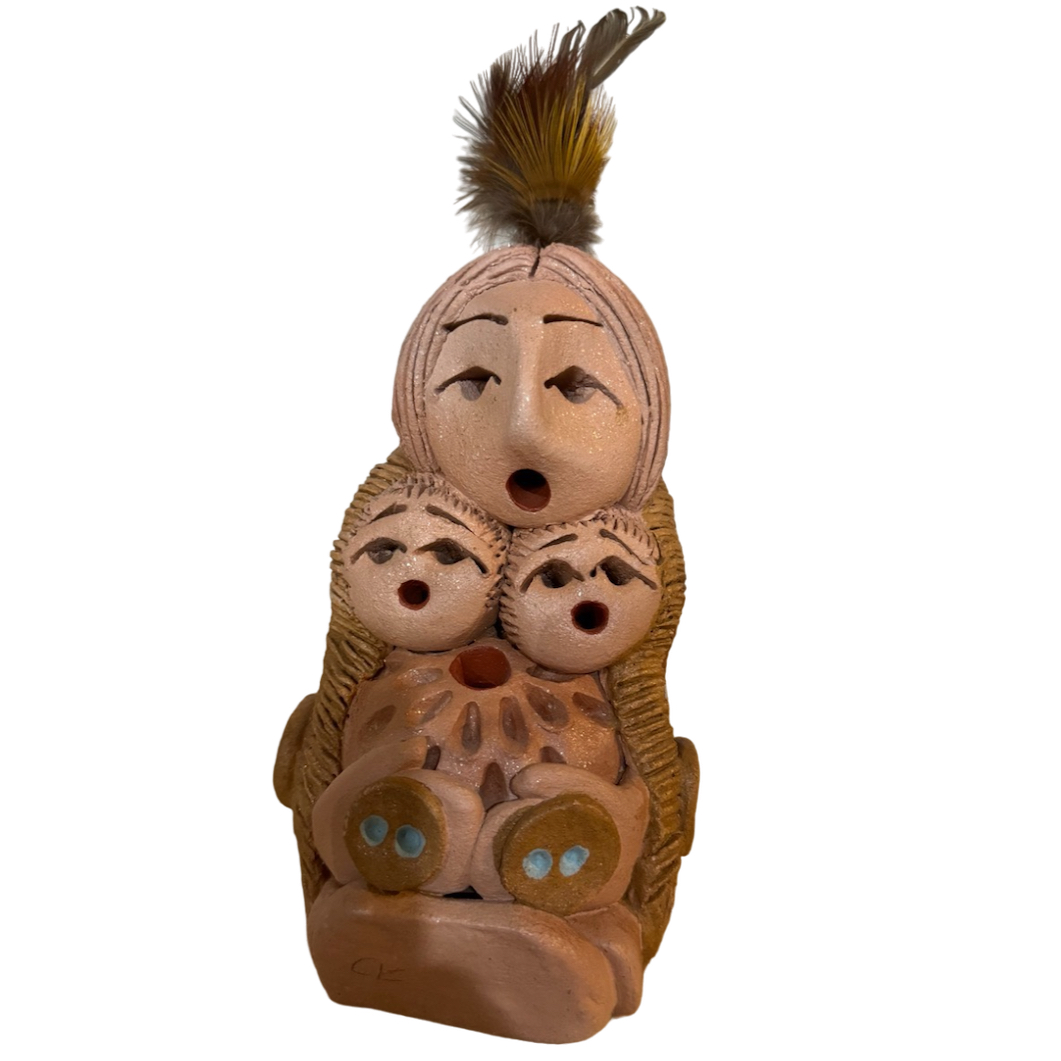 Navajo Artist Pottery Storyteller Cheyenne Jim Mother with Two Babies