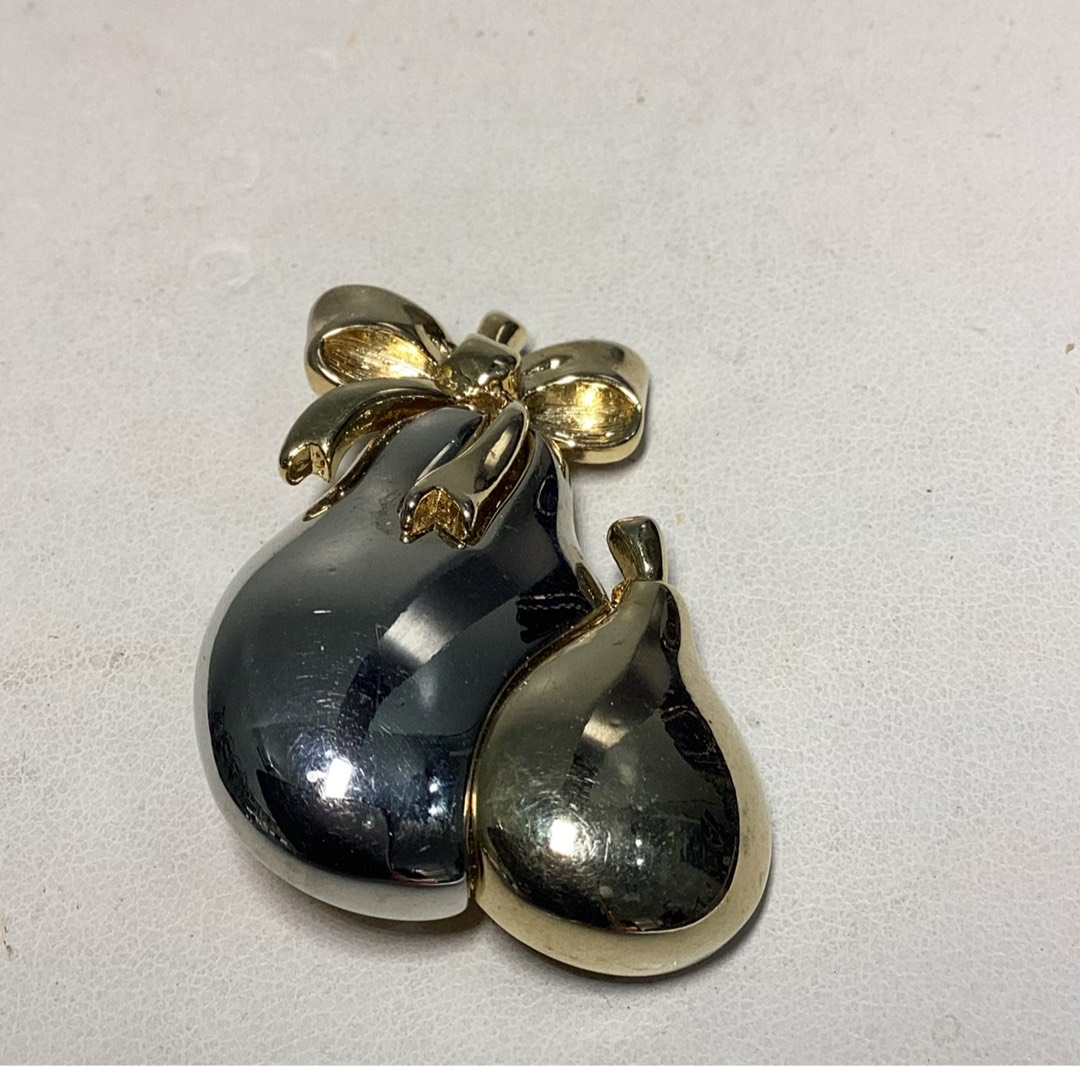 Holiday Pears Silver & Gold Tone - Signed LC Liz Claiborne