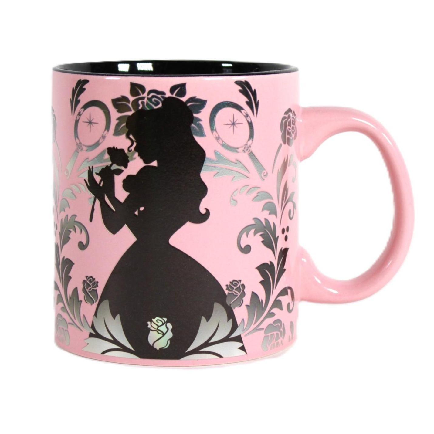 Disney Belle Mug Beauty and the Beast Pink Mug Cup Right and Left ...