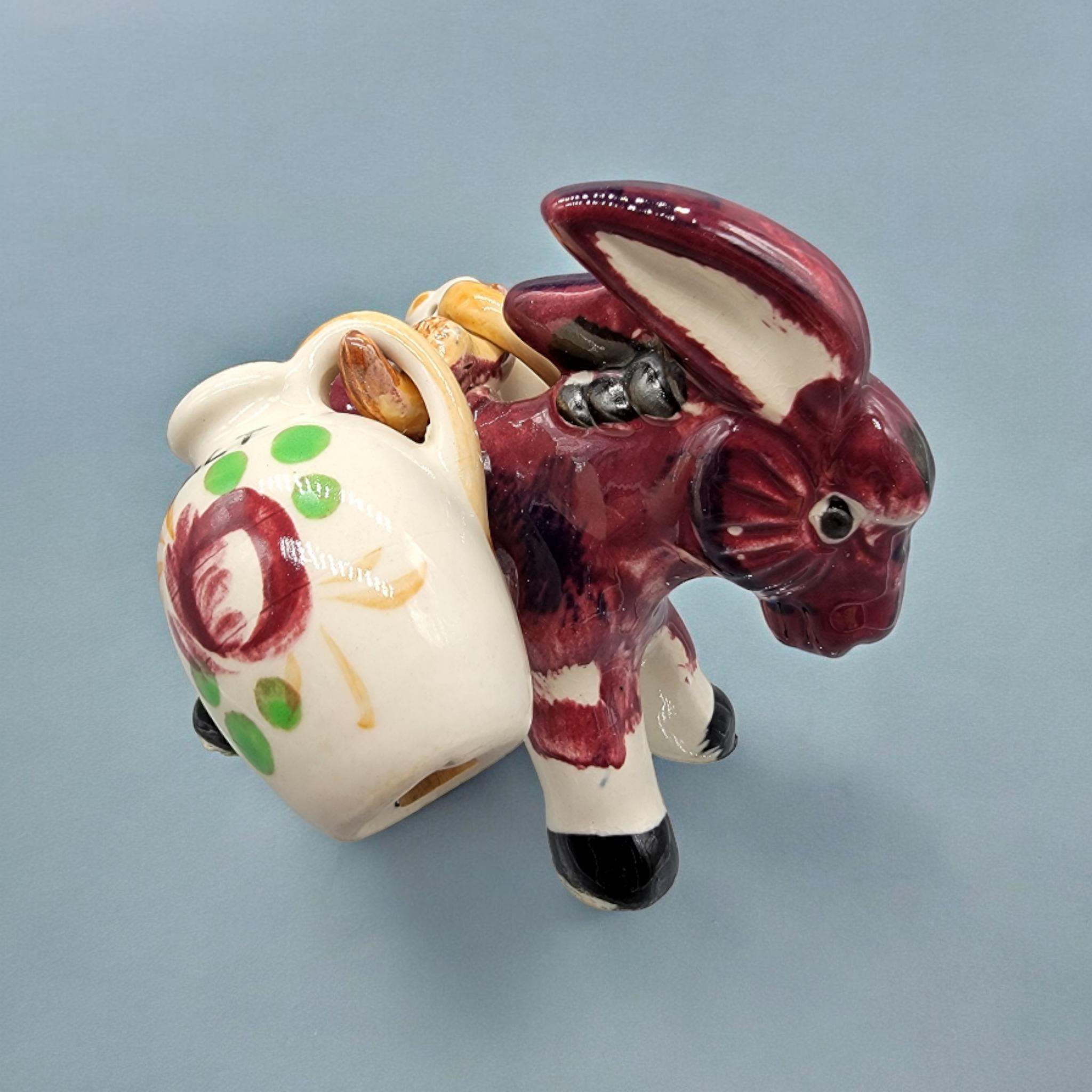 Vintage Wales Donkey Carrying Salt And Pepper Jug Shakers