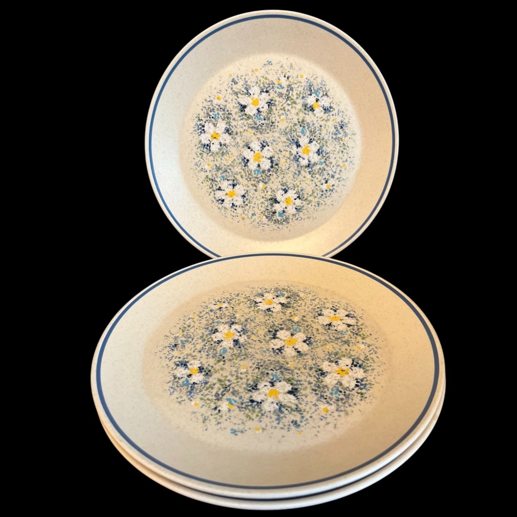 Vintage Set of 3 Lenox Temperware Dewdrops Dinner Plates ~ EUC