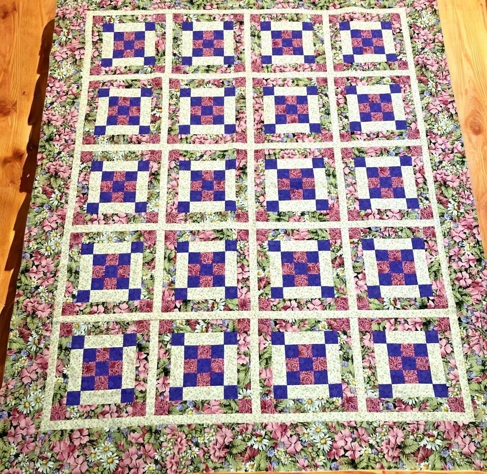 Patchwork Quilt Top VTG 1980s Unfinished Floral Pink Purple Handmade 65 ...