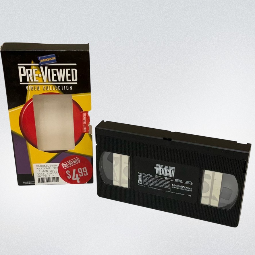Blockbuster Video VHS Case & The Mexican Movie Former Rental Pre-Viewed