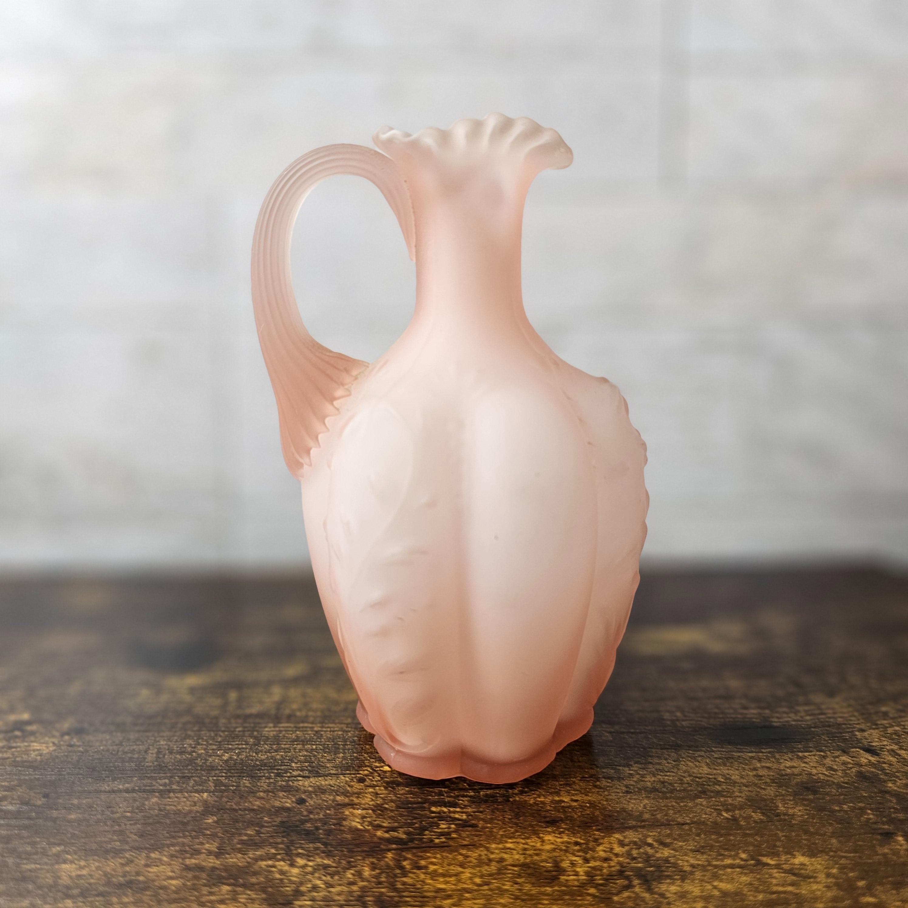 Antique Mt Washington Peach Blow Satin Glass Cruet Laurel Leaf