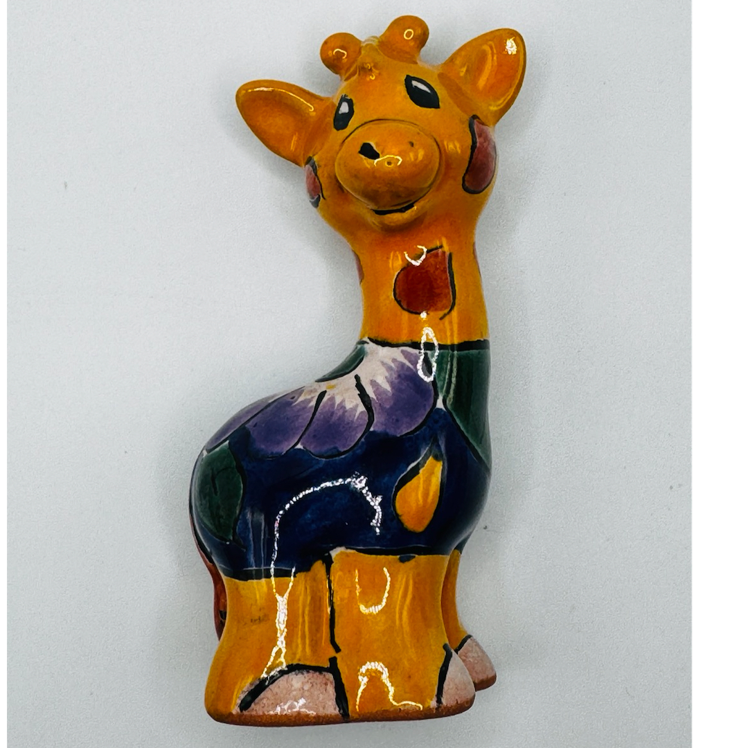Talavera Mexican Pottery Giraffe Floral Figurine