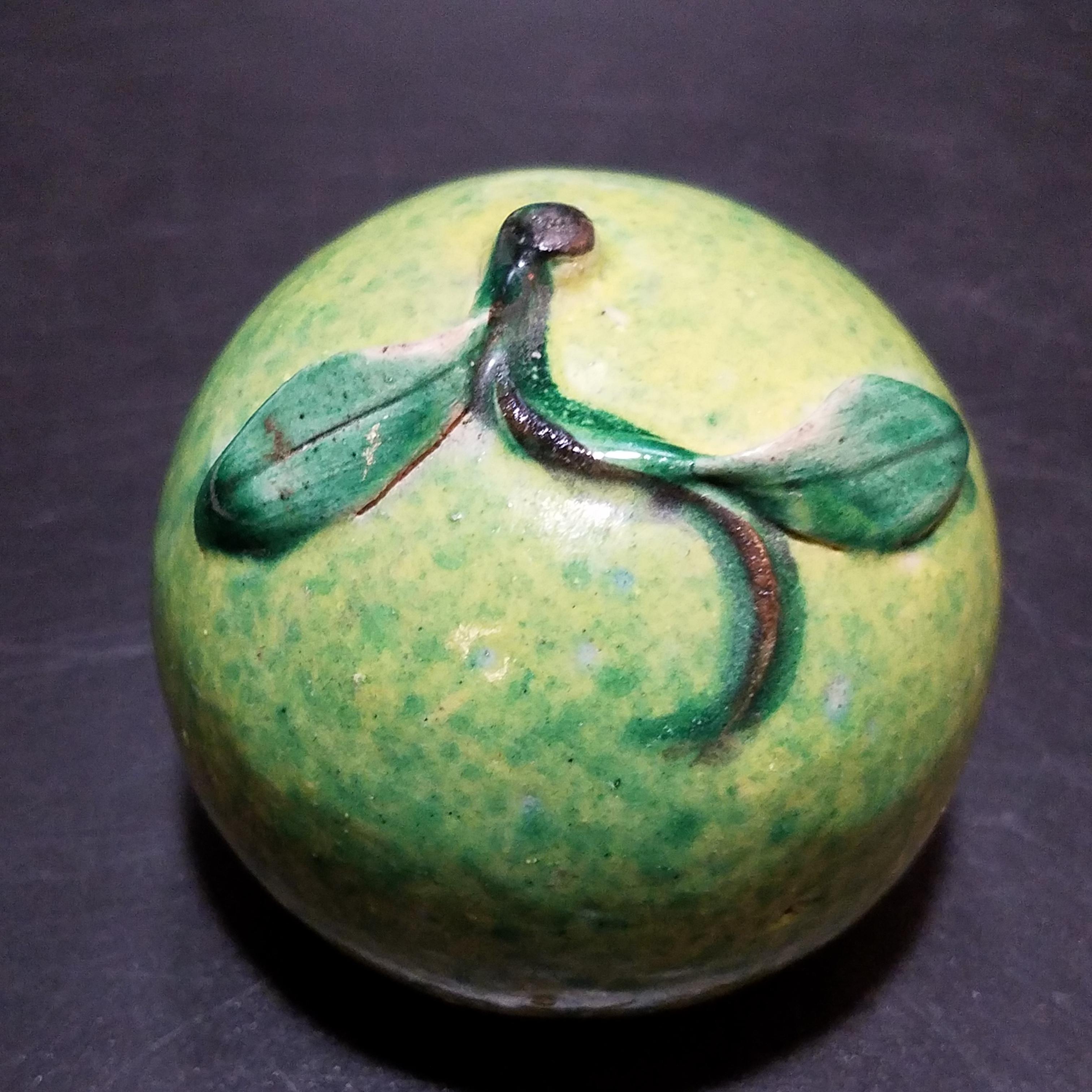Antique Chinese Alter Fruit with Vines Medium 2" Hand Painted