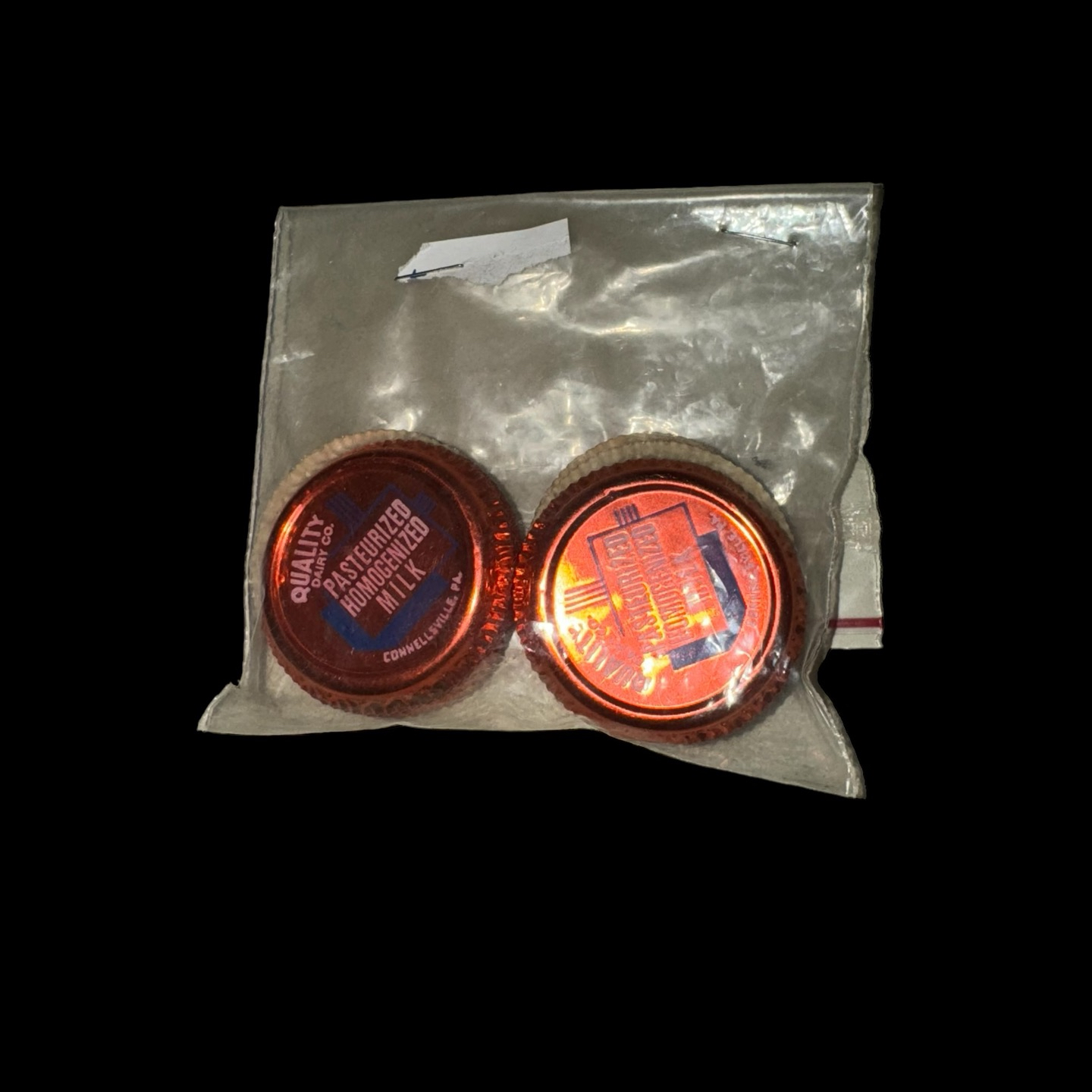 Six Aluminum Milk Bottle Caps