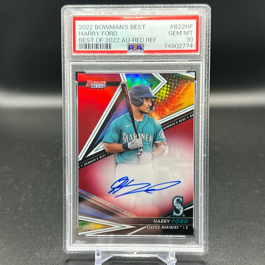 Harry Ford 2022 Bowman’s Best Auto Red /10 PSA 10 Seattle Mariners