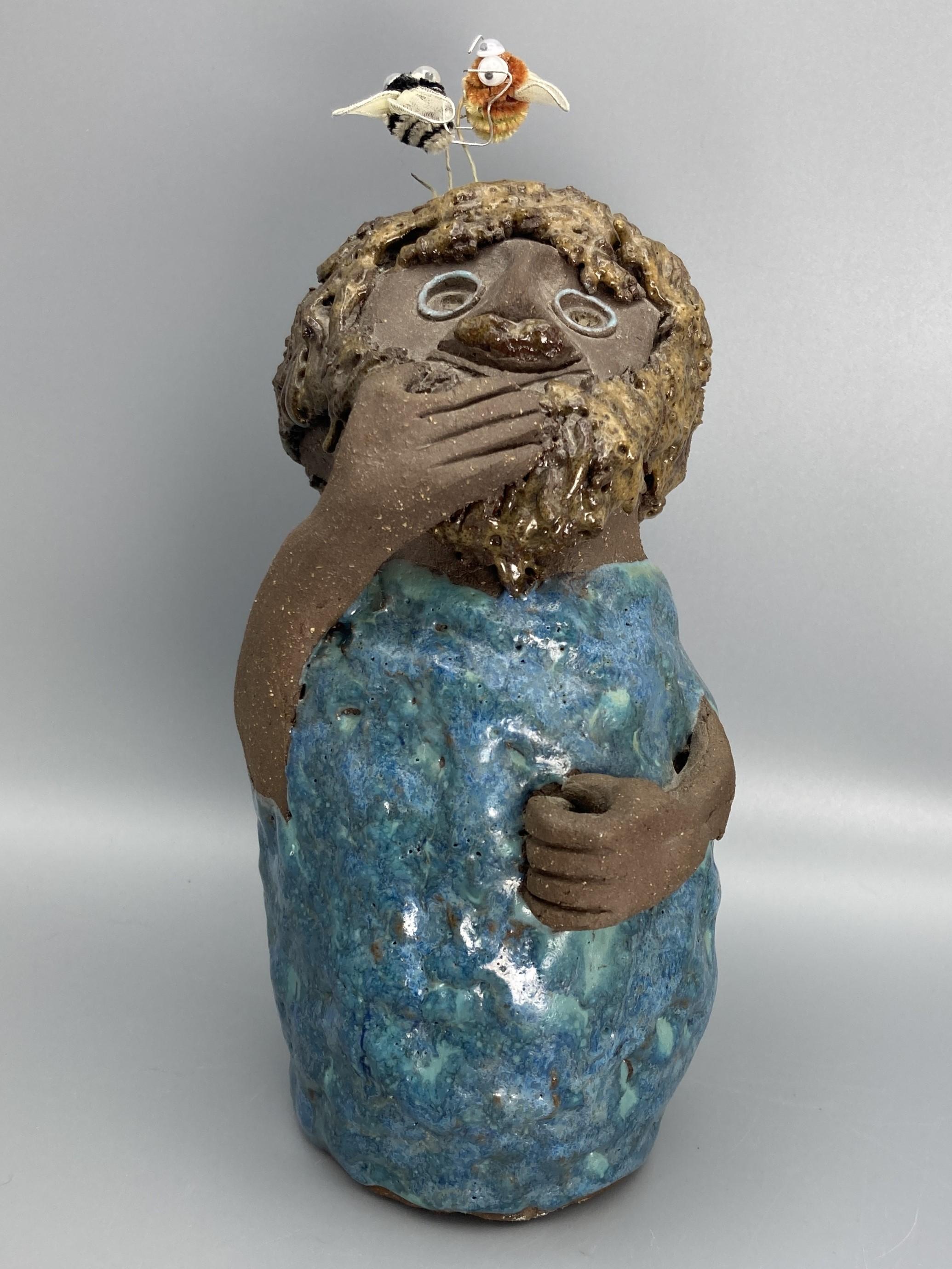 Audrey Nelson "Weed People" Clay Pottery Figure - Folk Art Flower Frog ...