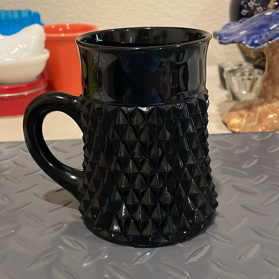 Black Glass Diamond Cut Mug