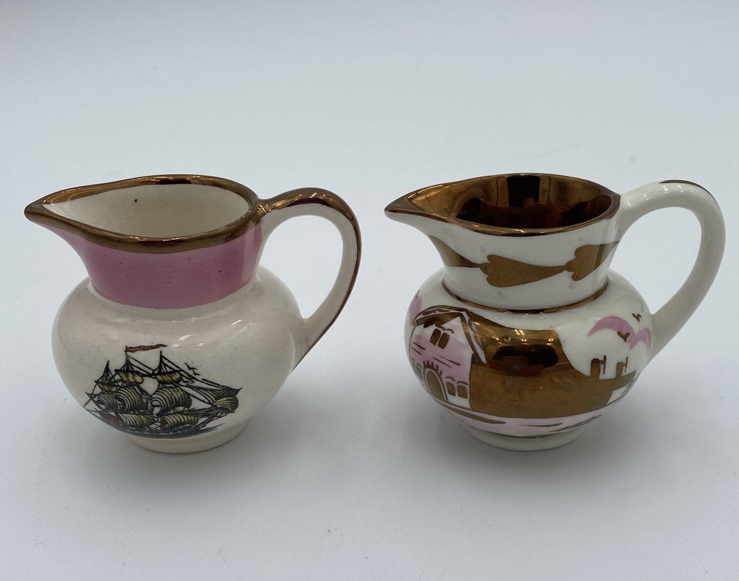 Pair Vtg. Gray's Pottery (England), Purple Lustreware Jugs, Landscape ...