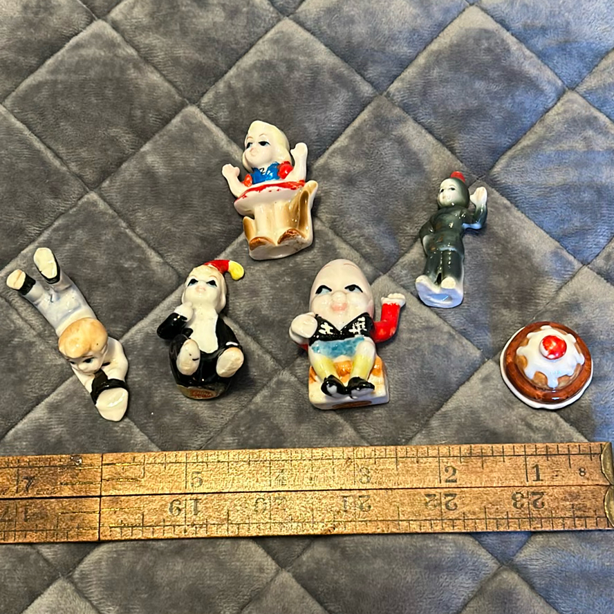 Vintage Bone China Humpty Dumpty Themed Figurines Set Of 6
