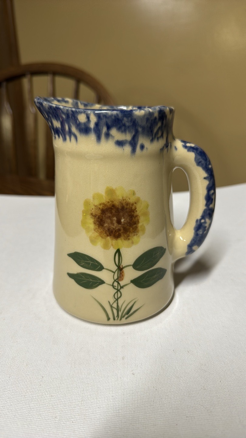 Alpine Pottery of Roseville Ohio Creamer Flower with caterpillar ...