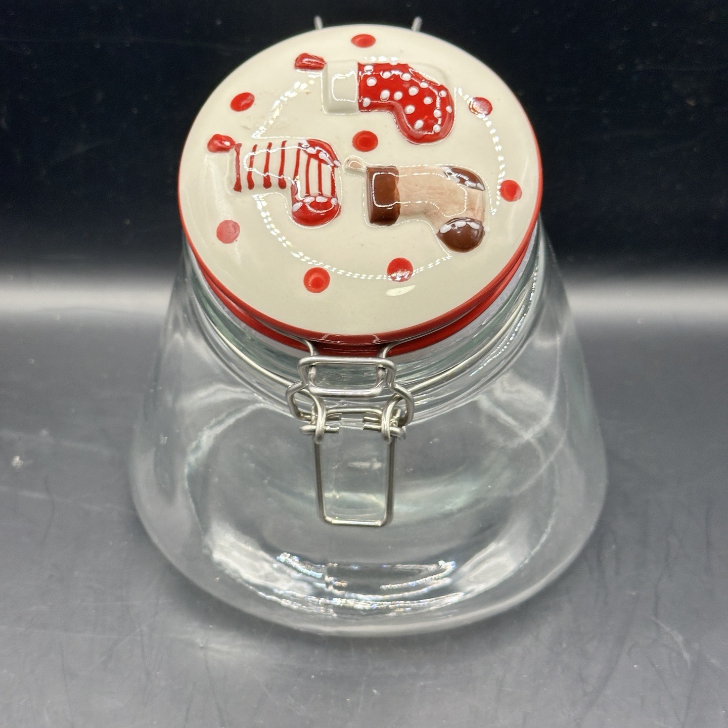 C301 Glass Cookie Jar, Christmas Stockings, 7x6x6, 2.1lb No Chips ...
