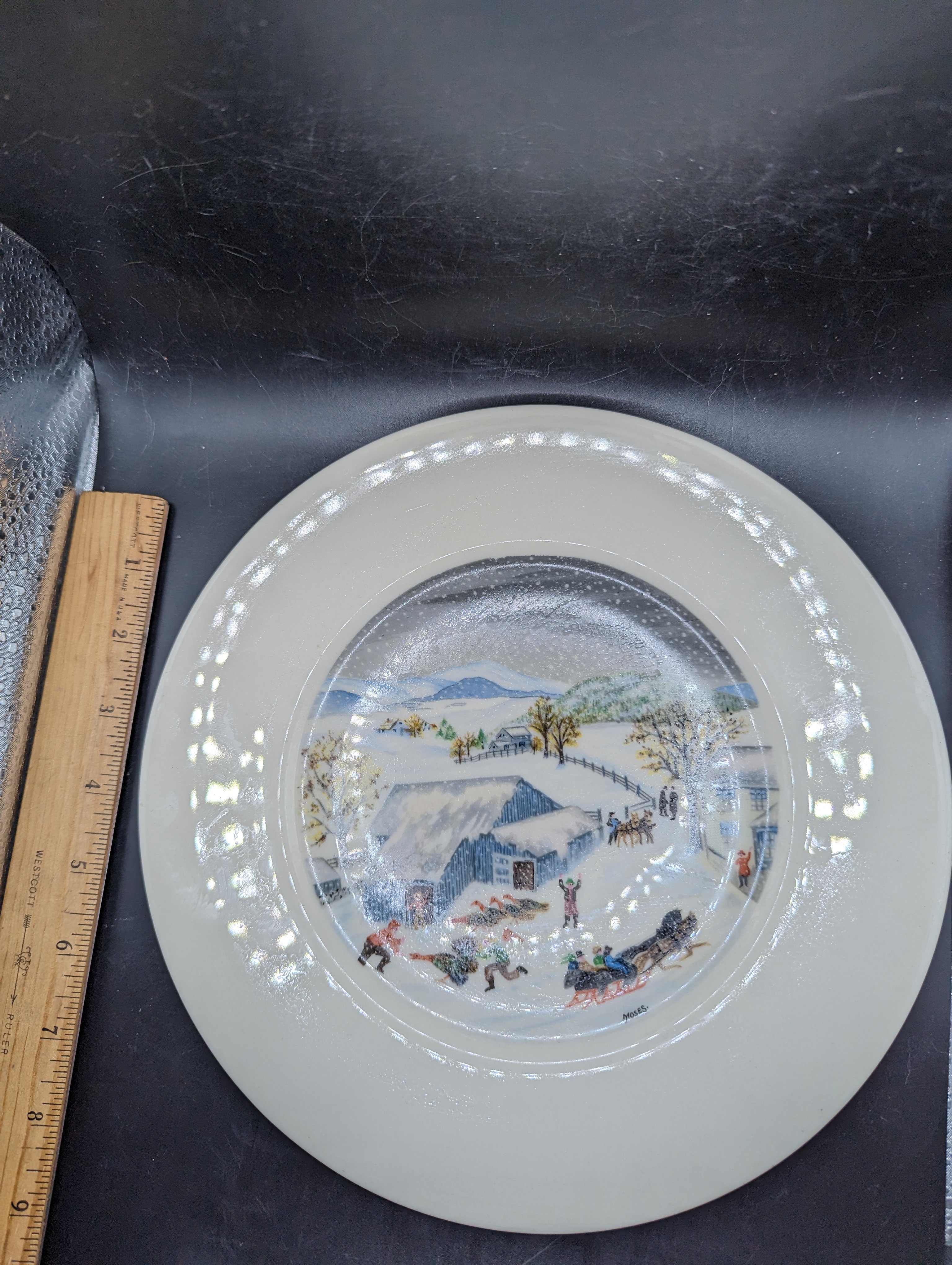 Vintage Grandma Moses Plate CATCHING THE THANKSGIVING TURKEY Atlas ...