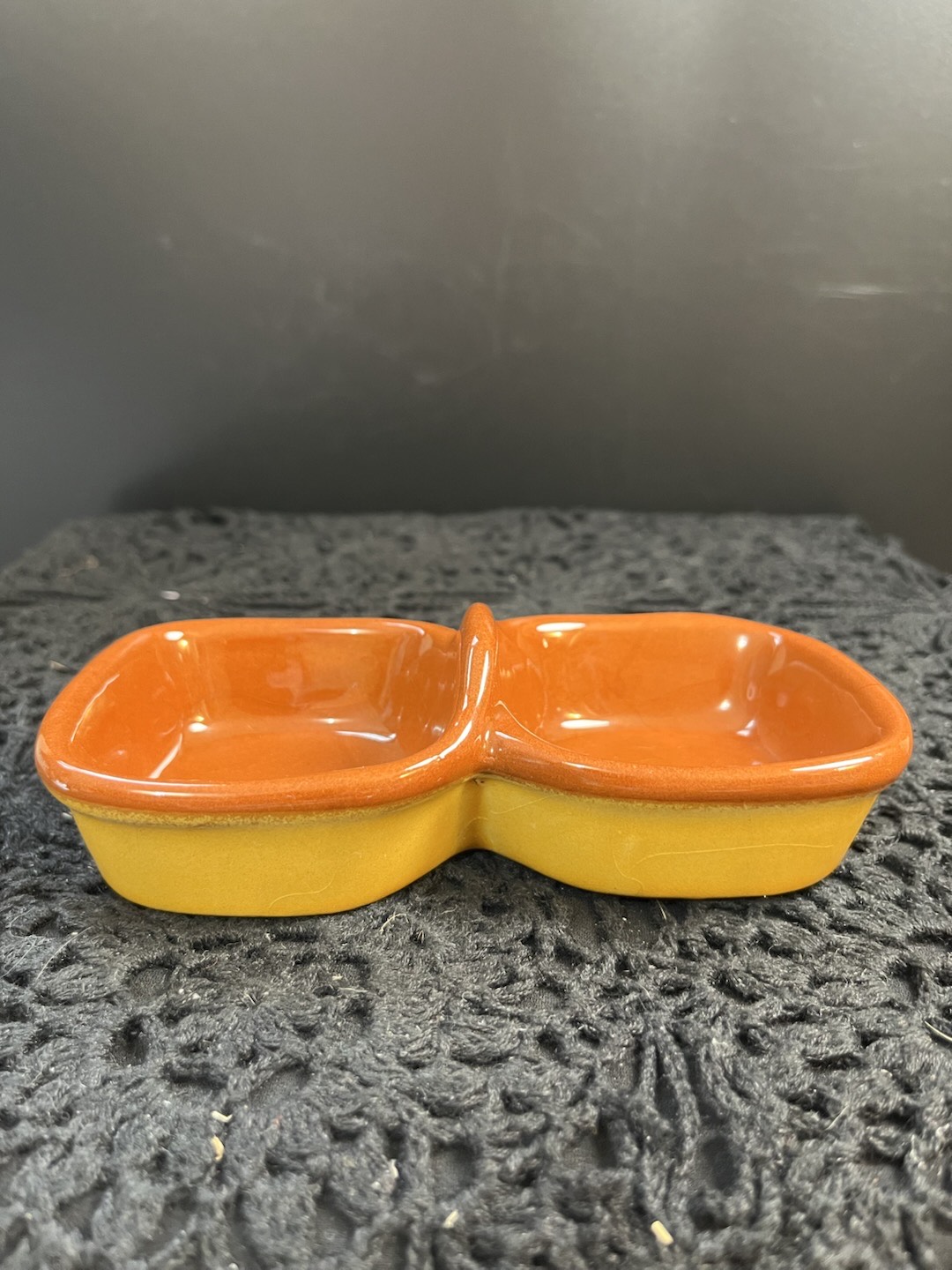 Pier One Pottery Divided Condiment Dish-w/ Raised Handle between ...