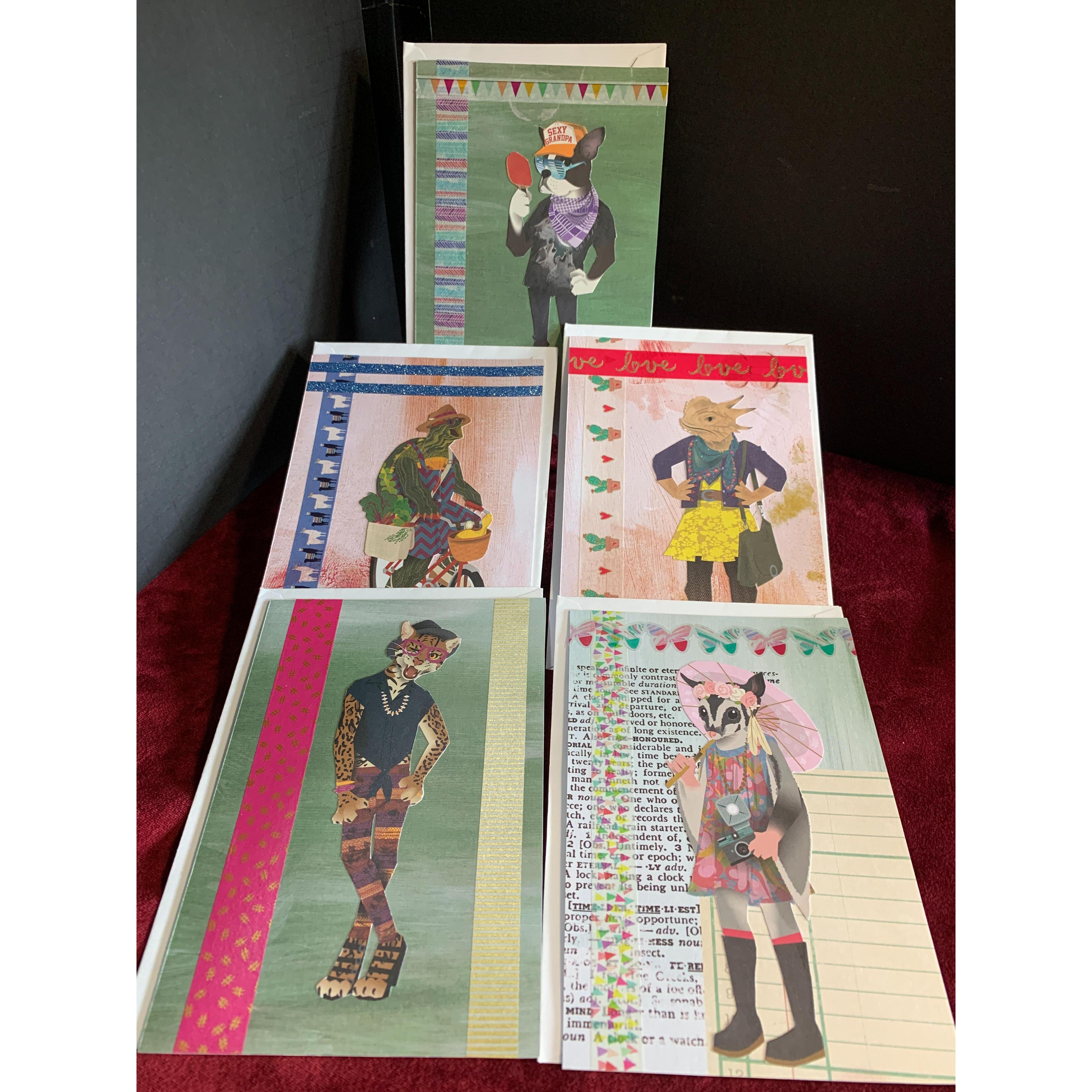 5 Animal Hipster Cards