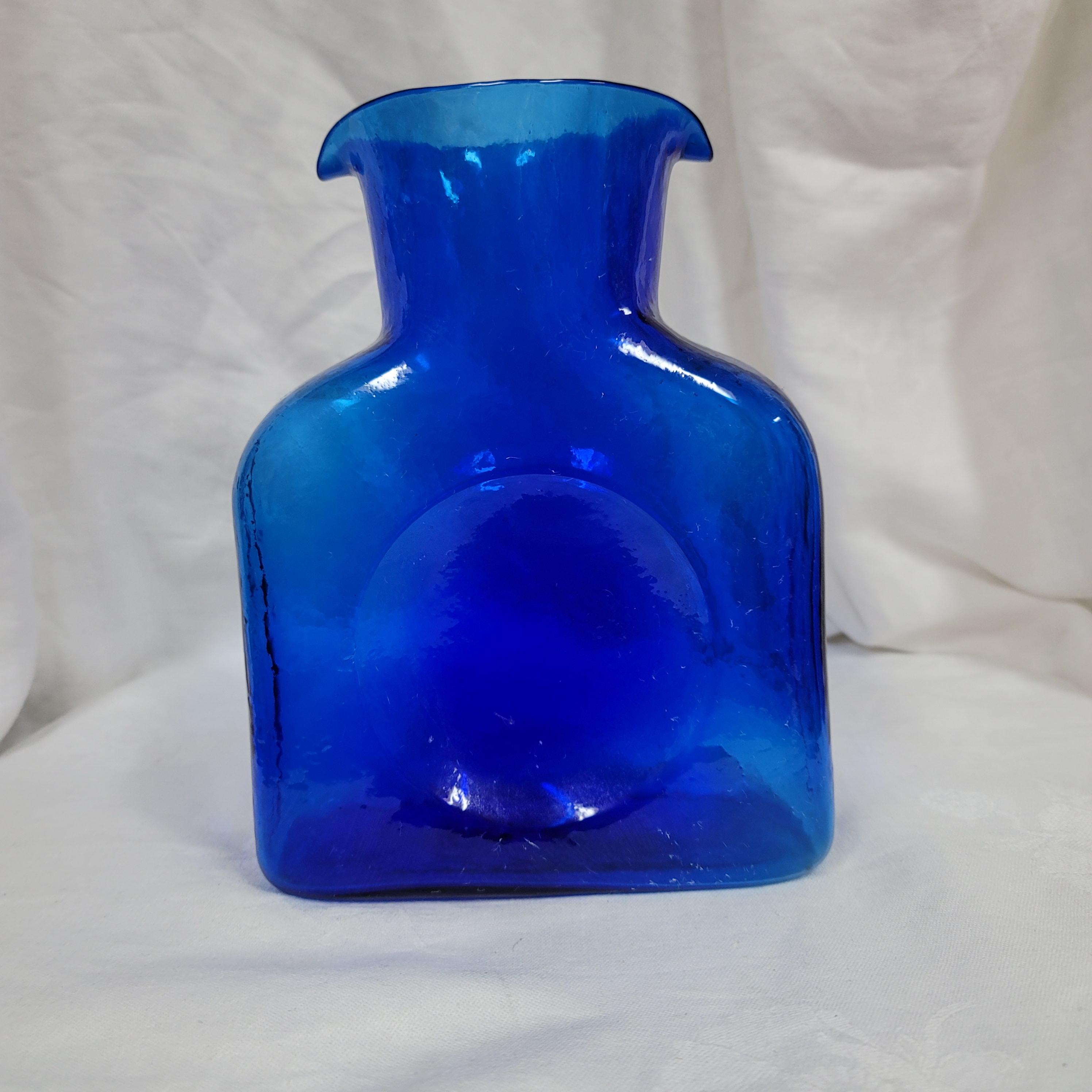 Blenko Cobalt Blue Double Spout Water Bottle