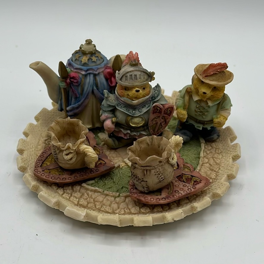 Miniature Resin Tea Set Bears In Medieval Times