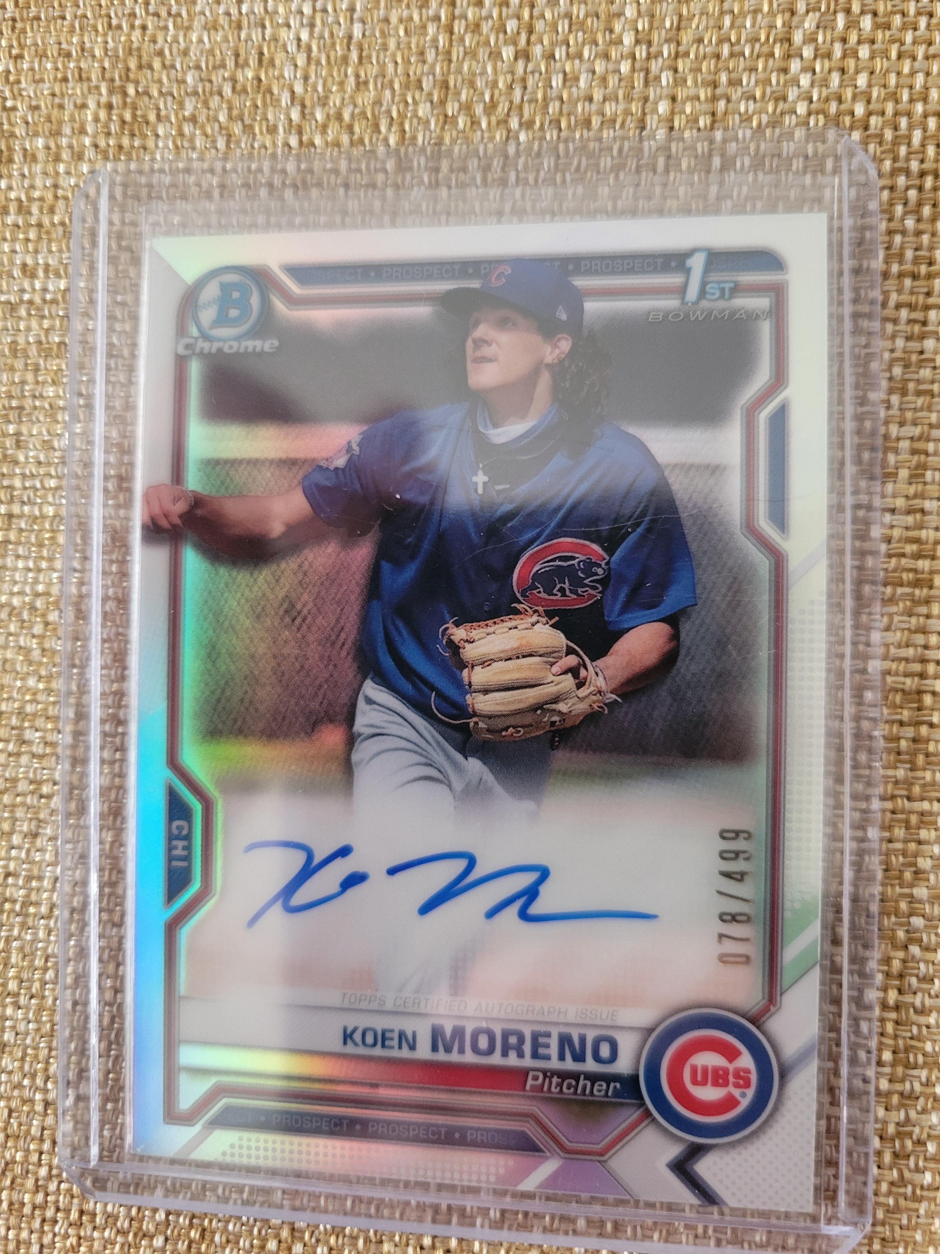 2021 Bowman 1st Koen Moreno auto Chicago Cubs