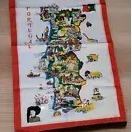 Map of Portugal Tea Towel Kitchen Dish Towel 100% Cotton Traditional ...