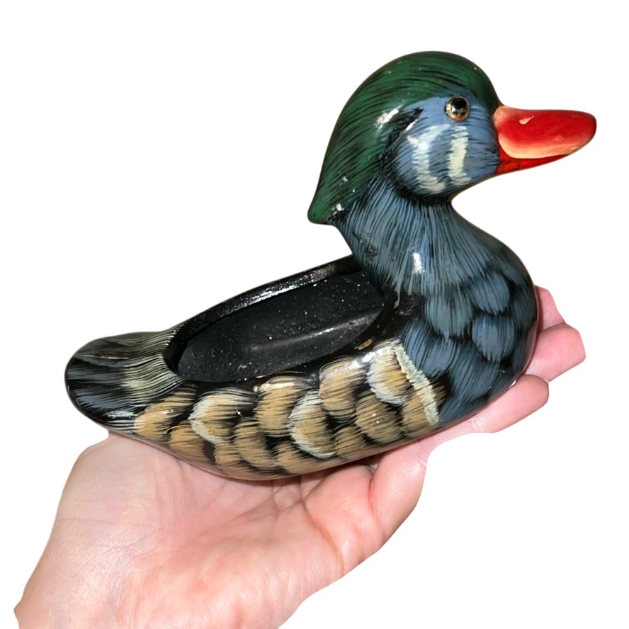 Vintage Ceramic Duck Planter Handpainted 5.5” Long