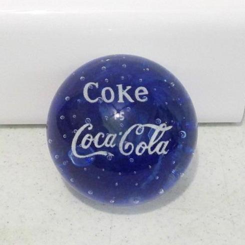 Vintage COKE IS COCA COLA Art Glass Paperweight