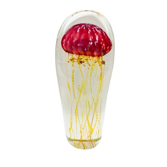 Richard Satava Ruby Glass Jellyfish Signed Sculpture