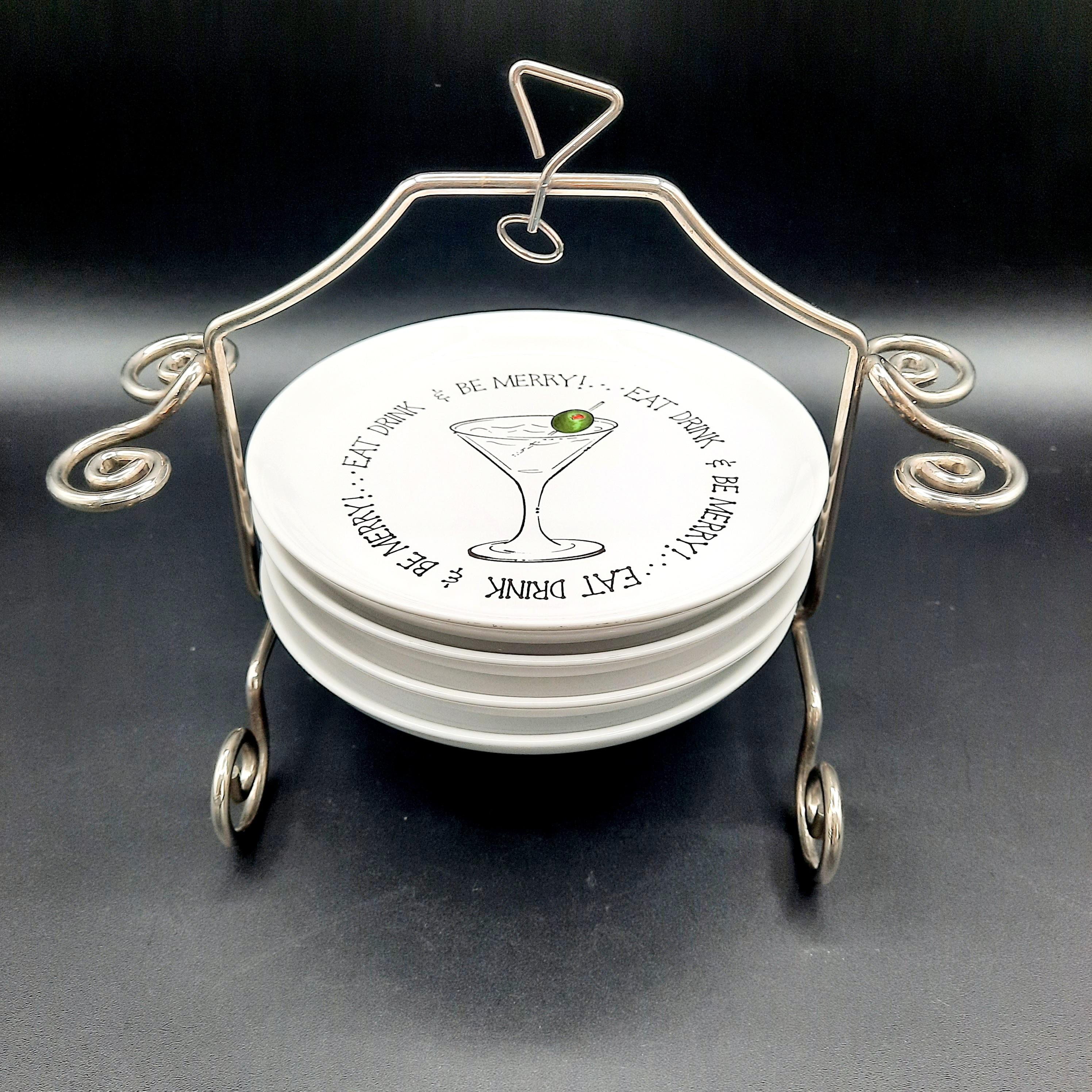 International Silver Company Appetizer Plates Set of 4 Cocktail Designs ...