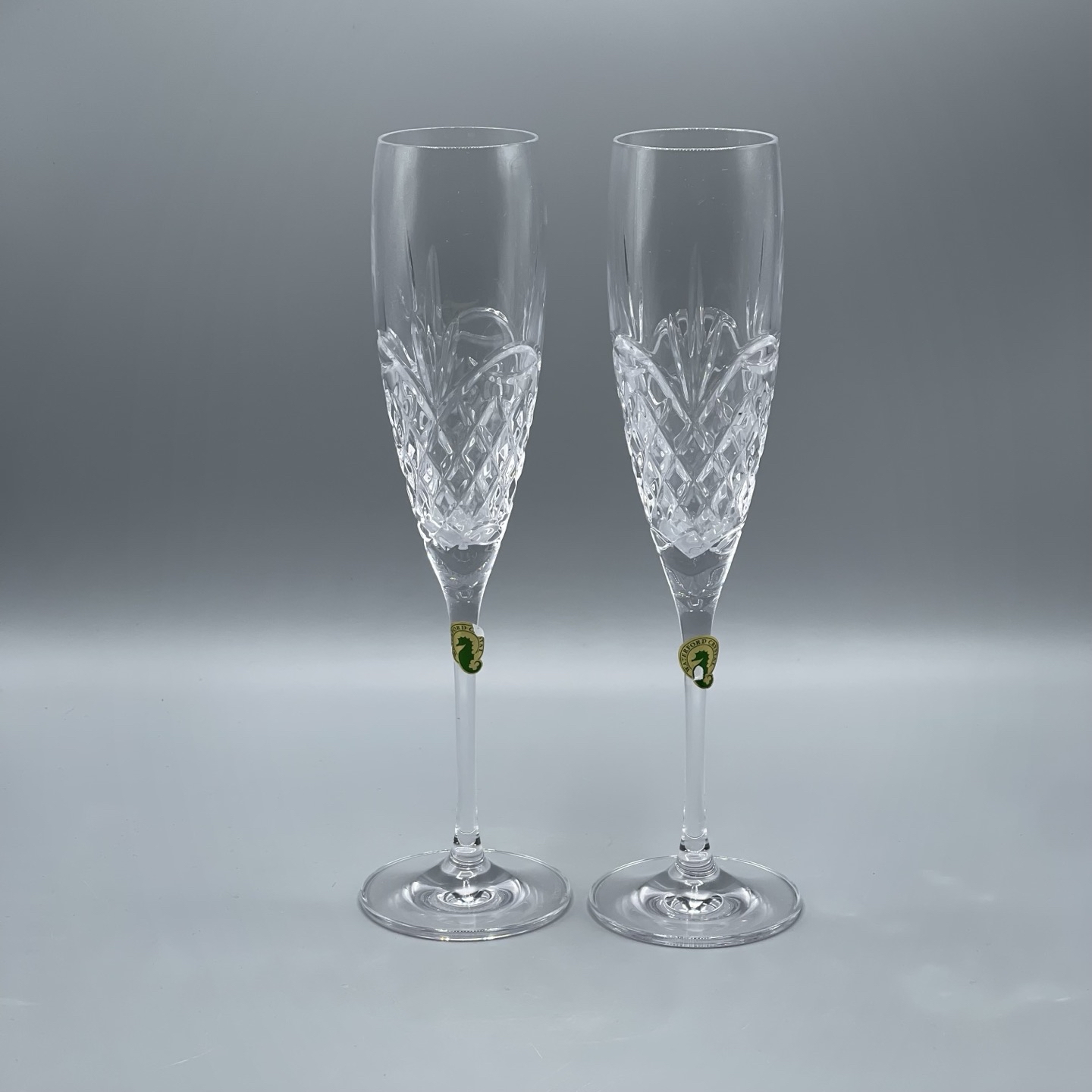 Pair of Waterford Ireland Crystal Toasting Champagne “Love Flutes”