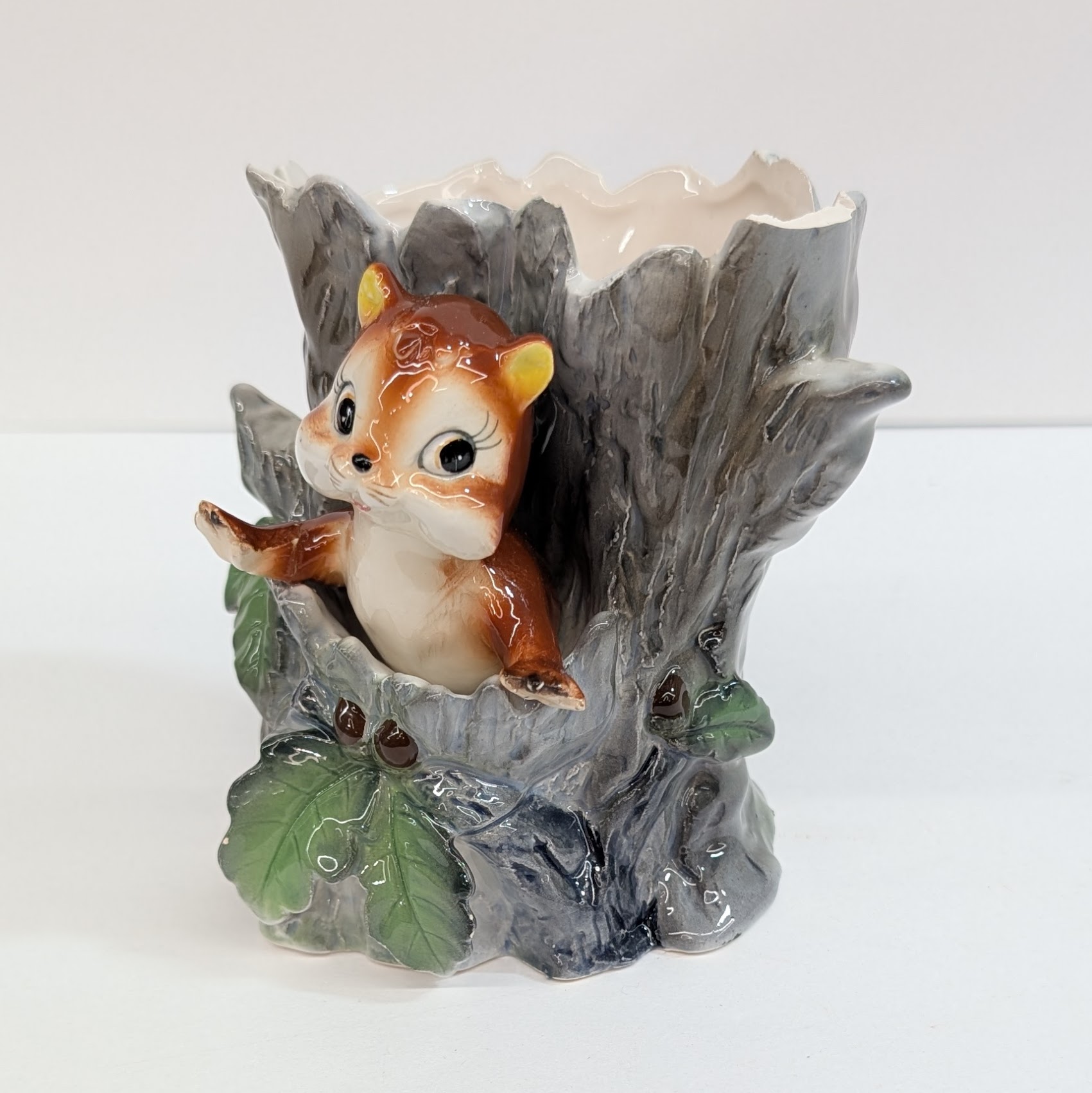 Vintage Anthropomorphic Norcrest Chipmunk Squirrel Tree Planter Vase ...
