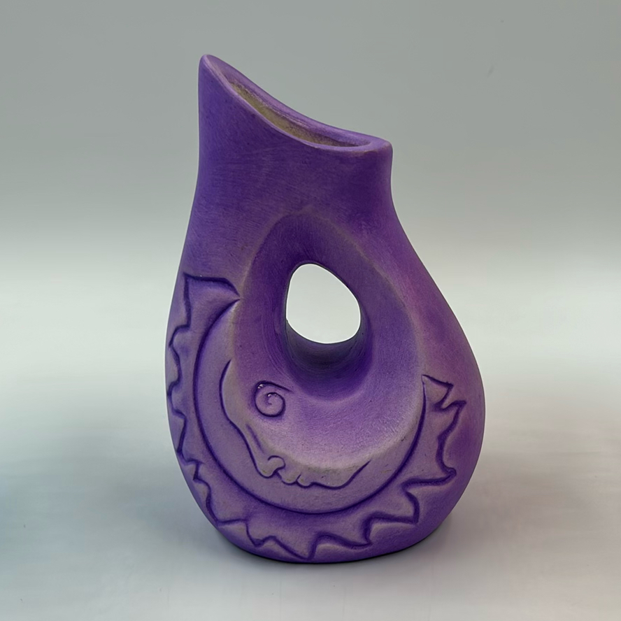 Sun And Fish Bright Purple Ceramic Vase